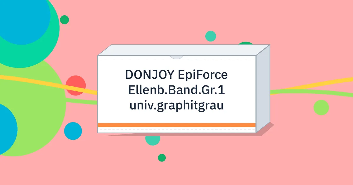 Symbolbild: Packung mit der Aufschrift DONJOY EpiForce Ellenb.Band.Gr.1 univ.graphitgrau (PZN 18668431) – Verfügbarkeit und Bezug in Apotheken in Frankfurt am Main