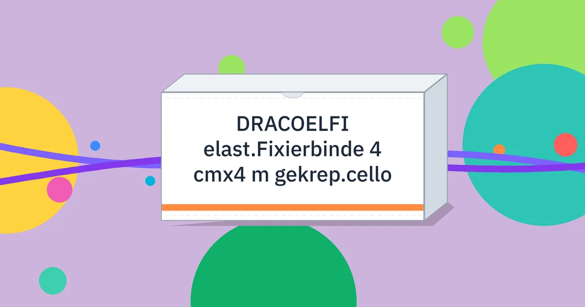 Symbolbild: Packung mit der Aufschrift DRACOELFI elast.Fixierbinde 4 cmx4 m gekrep.cello (PZN 00736132) – Verfügbarkeit und Bezug in Apotheken in Frankfurt am Main
