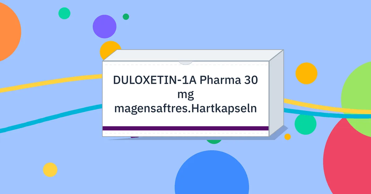 Symbolbild: Packung mit der Aufschrift DULOXETIN-1A Pharma 30 mg magensaftres.Hartkapseln (PZN 18003507) – Verfügbarkeit und Bezug in Apotheken in Frankfurt am Main