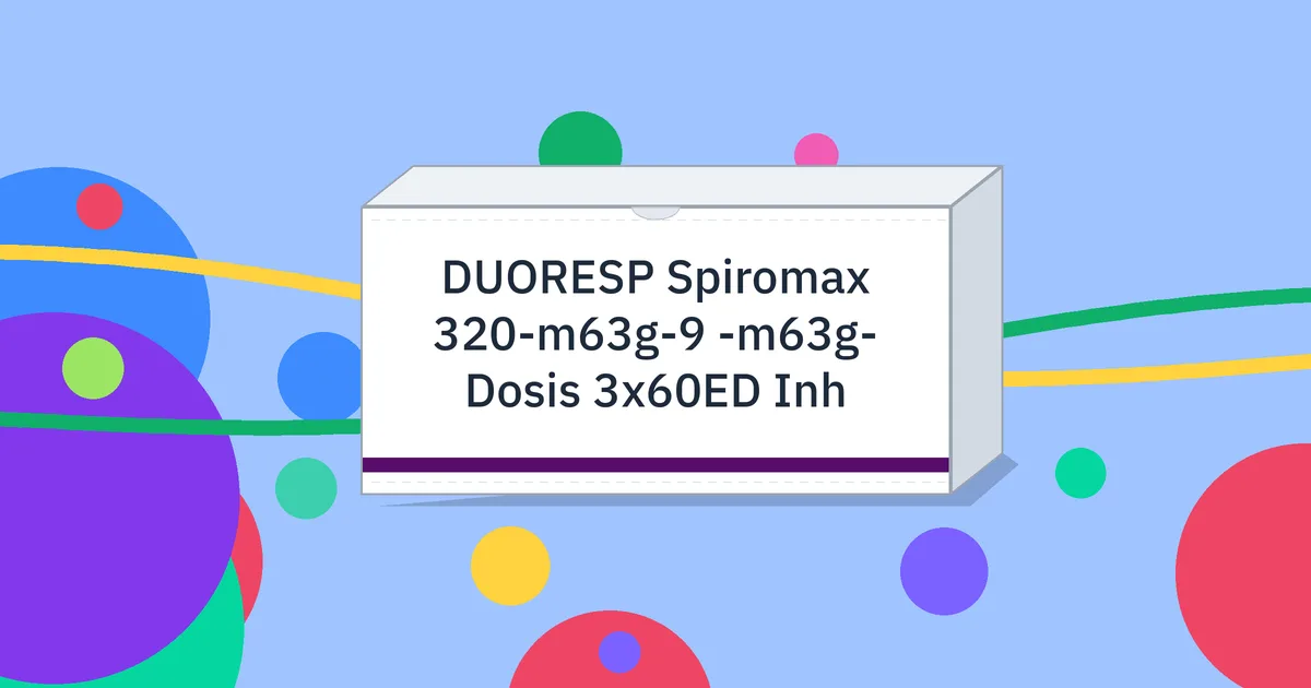 Symbolbild: Packung mit der Aufschrift DUORESP Spiromax 320-m63g-9 -m63g-Dosis 3x60ED Inh (PZN 12740067) – Verfügbarkeit und Bezug in Apotheken in Frankfurt am Main