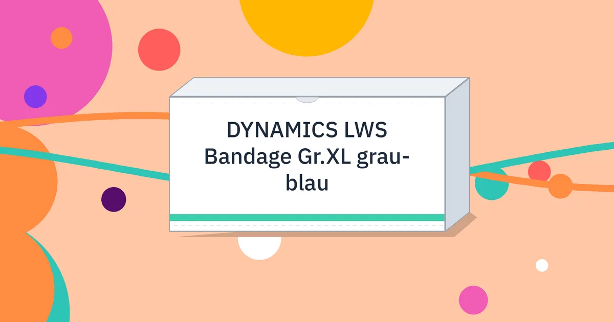 Symbolbild: Packung mit der Aufschrift DYNAMICS LWS Bandage Gr.XL grau-blau (PZN 10634384) – Verfügbarkeit und Bezug in Apotheken in Frankfurt am Main