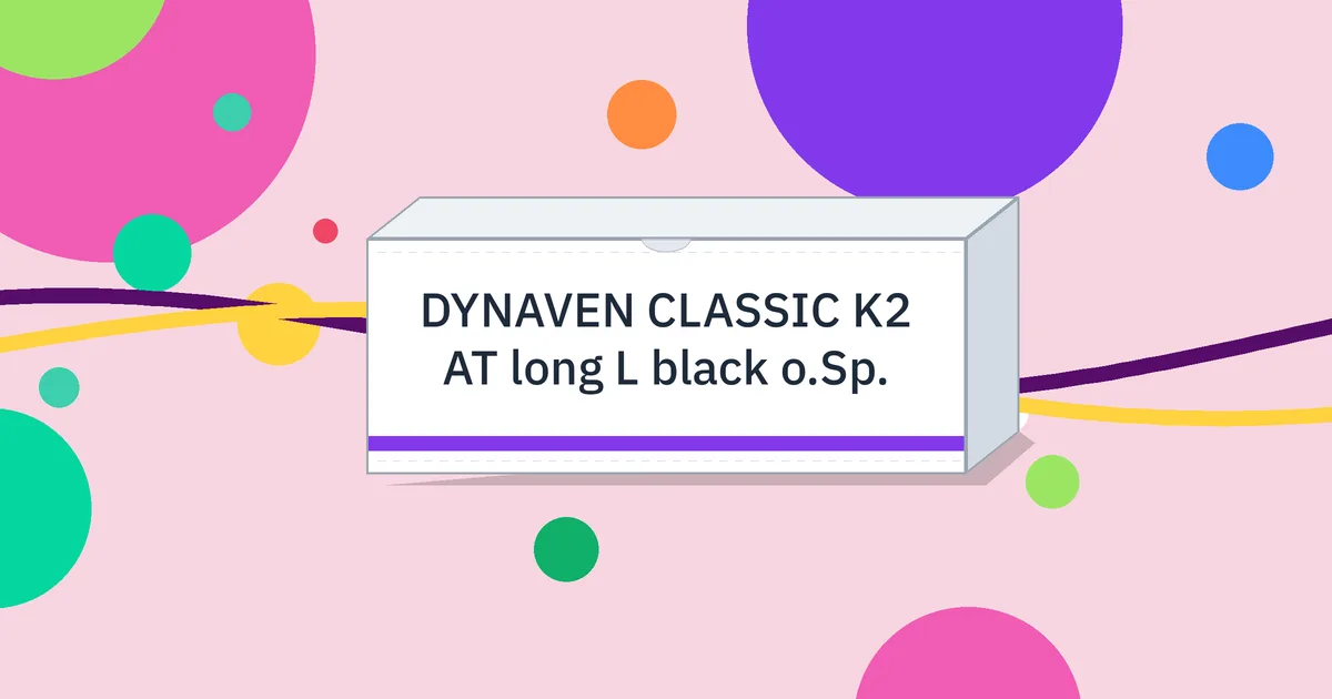 Symbolbild: Packung mit der Aufschrift DYNAVEN CLASSIC K2 AT long L black o.Sp. (PZN 18418898) – Verfügbarkeit und Bezug in Apotheken in Frankfurt am Main