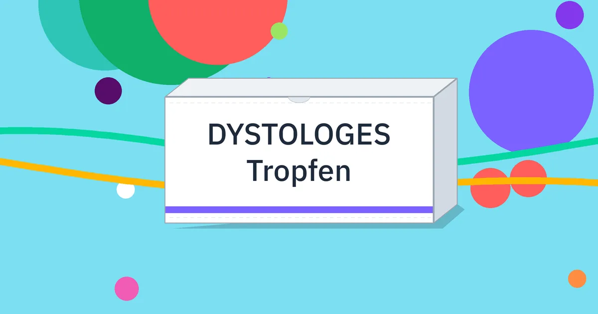 Symbolbild: Packung mit der Aufschrift DYSTOLOGES Tropfen (PZN 13914428) – Verfügbarkeit und Bezug in Apotheken in Frankfurt am Main