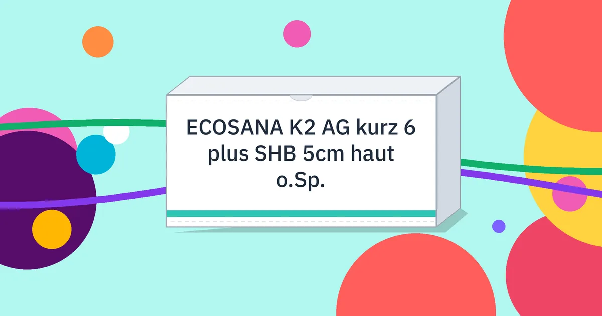 Symbolbild: Packung mit der Aufschrift ECOSANA K2 AG kurz 6 plus SHB 5cm haut o.Sp. (PZN 01524811) – Verfügbarkeit und Bezug in Apotheken in Frankfurt am Main