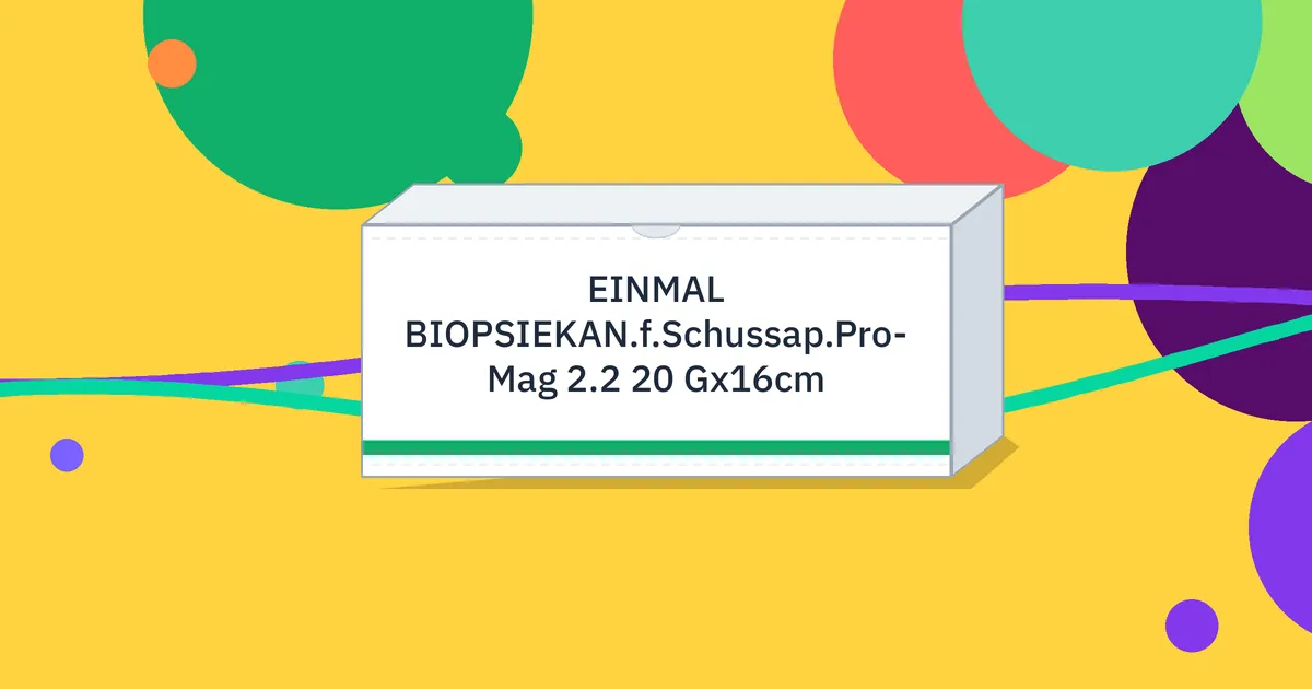 Symbolbild: Packung mit der Aufschrift EINMAL BIOPSIEKAN.f.Schussap.Pro-Mag 2.2 20 Gx16cm (PZN 00282582) – Verfügbarkeit und Bezug in Apotheken in Frankfurt am Main