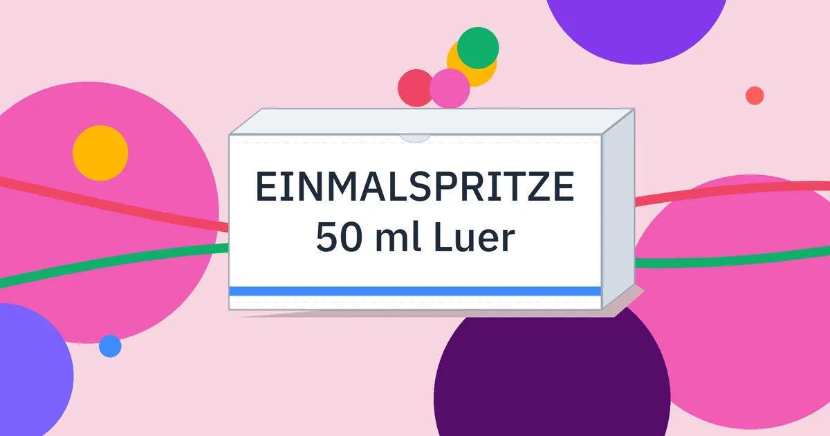 Symbolbild: Packung mit der Aufschrift EINMALSPRITZE 50 ml Luer (PZN 03126055) – Verfügbarkeit und Bezug in Apotheken in Frankfurt am Main