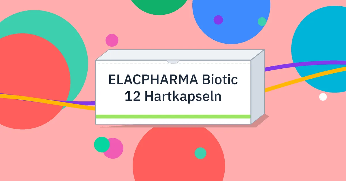 Symbolbild: Packung mit der Aufschrift ELACPHARMA Biotic 12 Hartkapseln (PZN 19656743) – Verfügbarkeit und Bezug in Apotheken in Frankfurt am Main