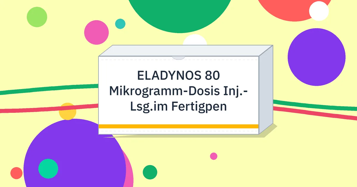 Symbolbild: Packung mit der Aufschrift ELADYNOS 80 Mikrogramm-Dosis Inj.-Lsg.im Fertigpen (PZN 19945329) – Verfügbarkeit und Bezug in Apotheken in Frankfurt am Main
