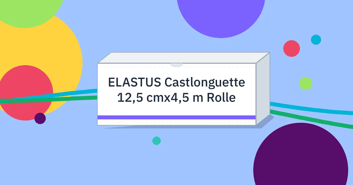 Symbolbild: Packung mit der Aufschrift ELASTUS Castlonguette 12,5 cmx4,5 m Rolle (PZN 06476821) – Verfügbarkeit und Bezug in Apotheken in Frankfurt am Main