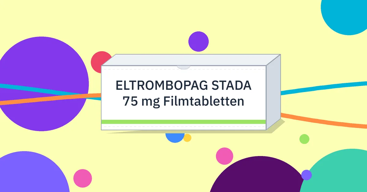 Symbolbild: Packung mit der Aufschrift ELTROMBOPAG STADA 75 mg Filmtabletten (PZN 19274757) – Verfügbarkeit und Bezug in Apotheken in Frankfurt am Main
