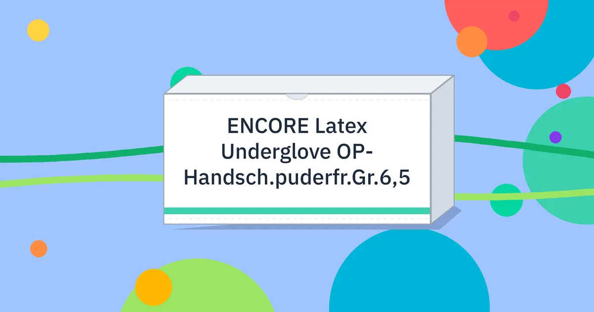 Symbolbild: Packung mit der Aufschrift ENCORE Latex Underglove OP-Handsch.puderfr.Gr.6,5 (PZN 13163927) – Verfügbarkeit und Bezug in Apotheken in Frankfurt am Main