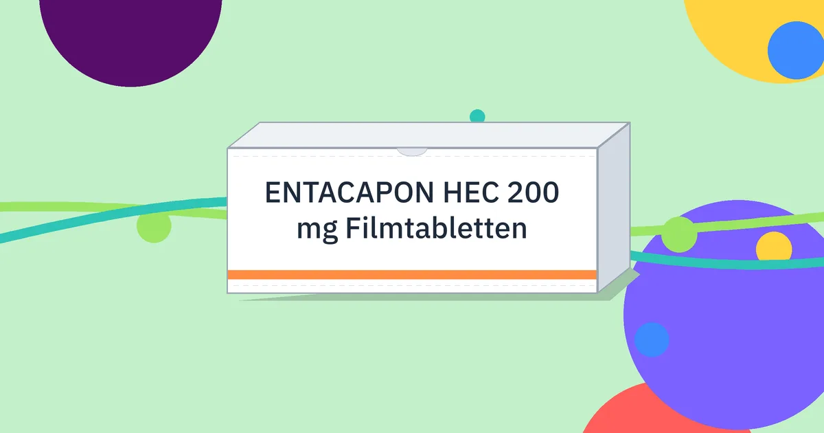 Symbolbild: Packung mit der Aufschrift ENTACAPON HEC 200 mg Filmtabletten (PZN 11119810) – Verfügbarkeit und Bezug in Apotheken in Frankfurt am Main