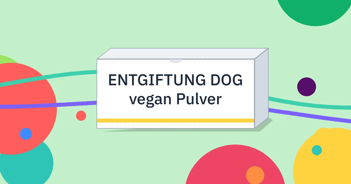 Symbolbild: Packung mit der Aufschrift ENTGIFTUNG DOG vegan Pulver (PZN 15235803) – Verfügbarkeit und Bezug in Apotheken in Frankfurt am Main
