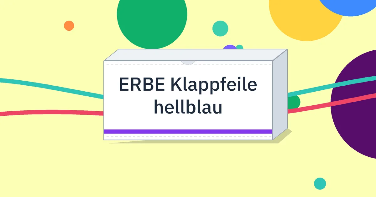 Symbolbild: Packung mit der Aufschrift ERBE Klappfeile hellblau (PZN 04805255) – Verfügbarkeit und Bezug in Apotheken in Frankfurt am Main