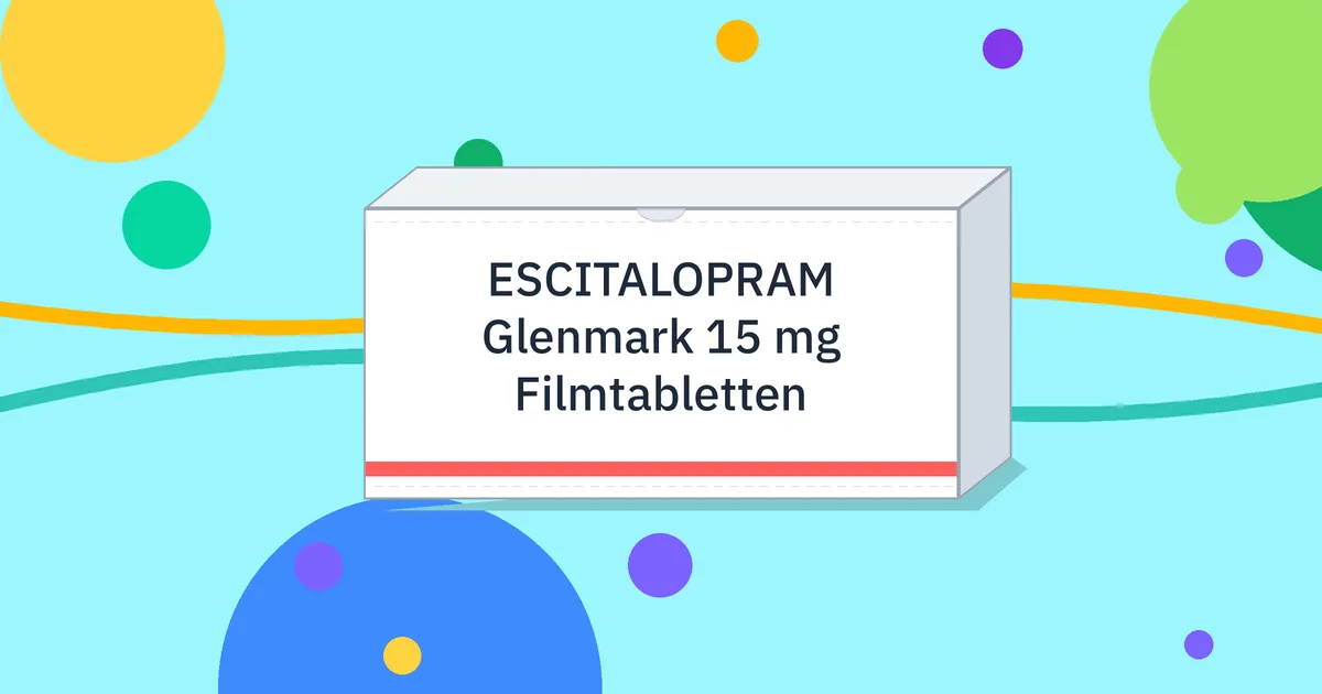 Symbolbild: Packung mit der Aufschrift ESCITALOPRAM Glenmark 15 mg Filmtabletten (PZN 10353283) – Verfügbarkeit und Bezug in Apotheken in Frankfurt am Main