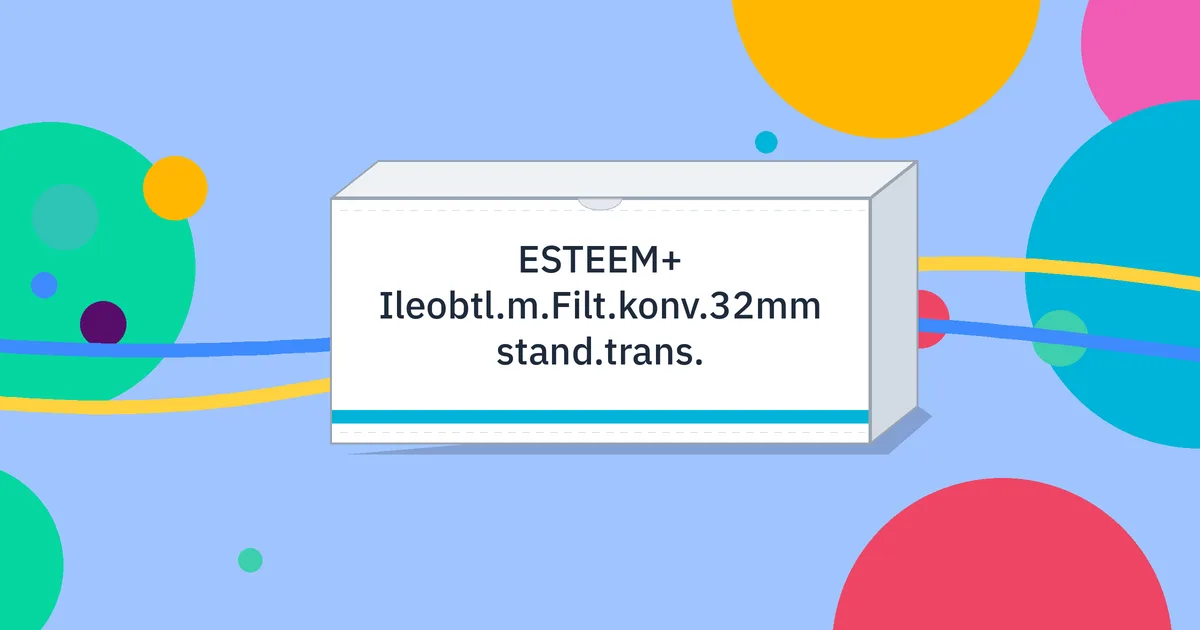 Symbolbild: Packung mit der Aufschrift ESTEEM+ Ileobtl.m.Filt.konv.32mm stand.trans. (PZN 06460240) – Verfügbarkeit und Bezug in Apotheken in Frankfurt am Main