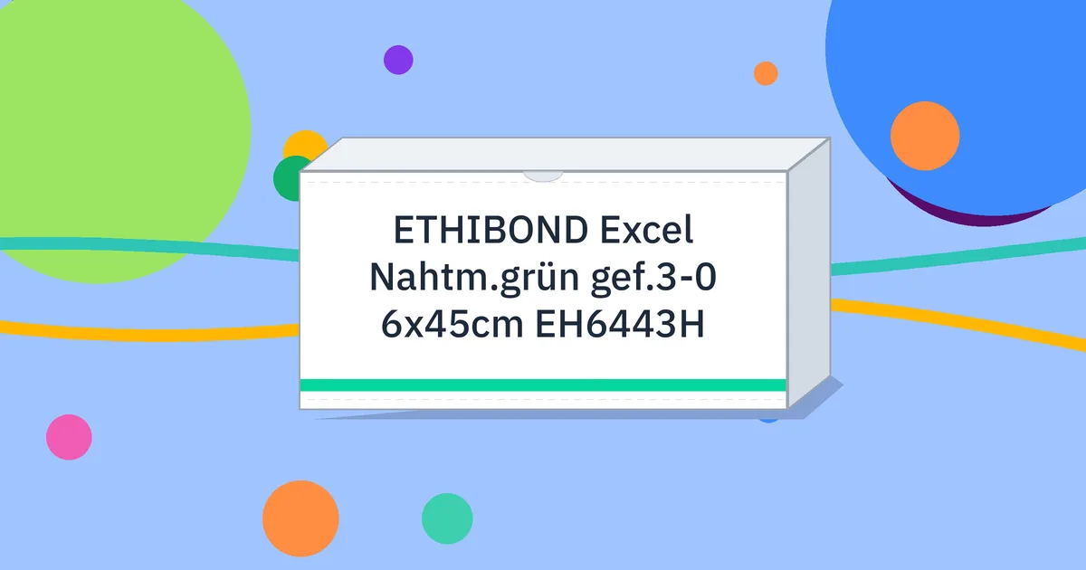 Symbolbild: Packung mit der Aufschrift ETHIBOND Excel Nahtm.grün gef.3-0 6x45cm EH6443H (PZN 16250207) – Verfügbarkeit und Bezug in Apotheken in Frankfurt am Main