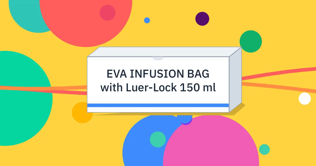 Symbolbild: Packung mit der Aufschrift EVA INFUSION BAG with Luer-Lock 150 ml (PZN 19986788) – Verfügbarkeit und Bezug in Apotheken in Frankfurt am Main