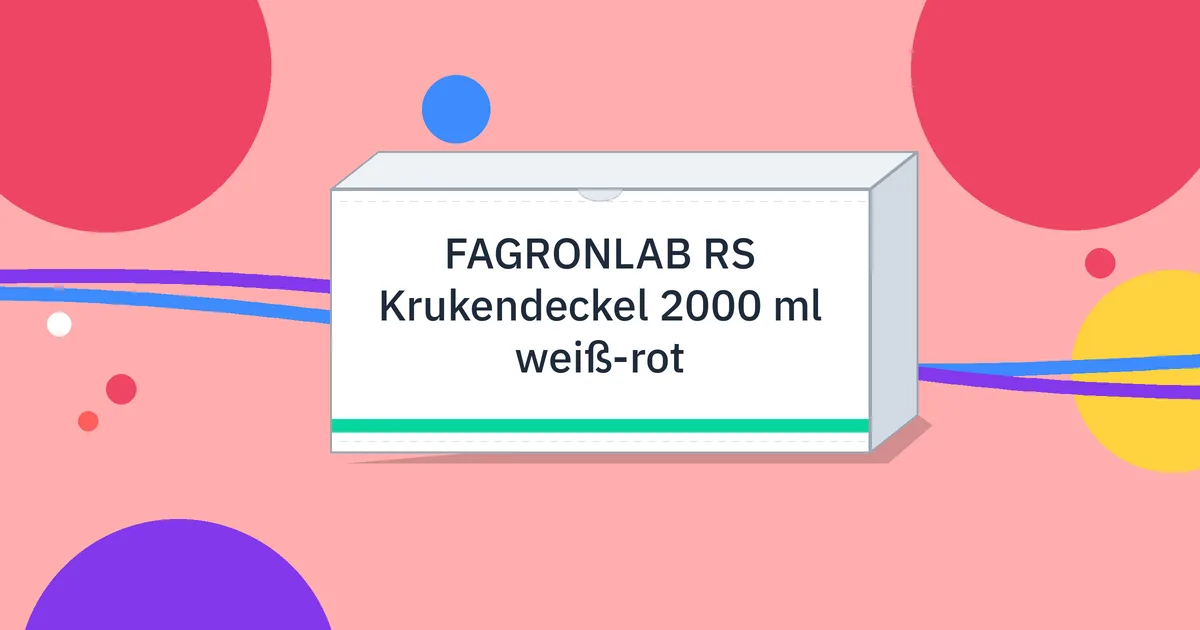 Symbolbild: Packung mit der Aufschrift FAGRONLAB RS Krukendeckel 2000 ml weiß-rot (PZN 20912625) – Verfügbarkeit und Bezug in Apotheken in Frankfurt am Main