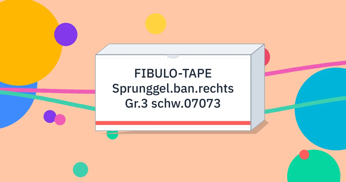 Symbolbild: Packung mit der Aufschrift FIBULO-TAPE Sprunggel.ban.rechts Gr.3 schw.07073 (PZN 05543194) – Verfügbarkeit und Bezug in Apotheken in Frankfurt am Main