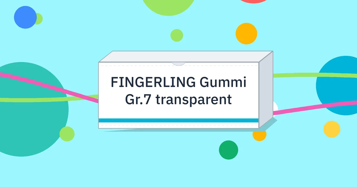 Symbolbild: Packung mit der Aufschrift FINGERLING Gummi Gr.7 transparent (PZN 03465573) – Verfügbarkeit und Bezug in Apotheken in Frankfurt am Main