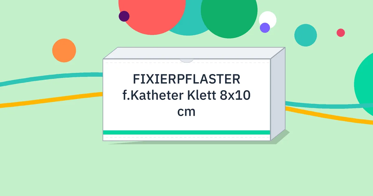 Symbolbild: Packung mit der Aufschrift FIXIERPFLASTER f.Katheter Klett 8x10 cm (PZN 19511660) – Verfügbarkeit und Bezug in Apotheken in Frankfurt am Main