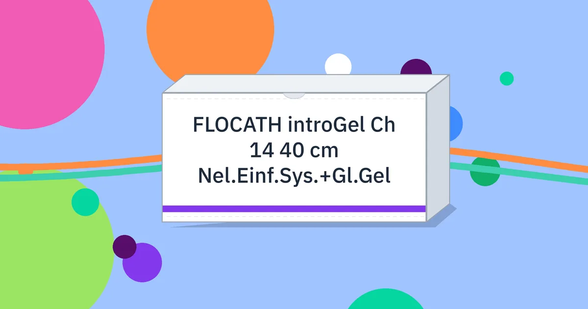 Symbolbild: Packung mit der Aufschrift FLOCATH introGel Ch 14 40 cm Nel.Einf.Sys.+Gl.Gel (PZN 05018909) – Verfügbarkeit und Bezug in Apotheken in Frankfurt am Main