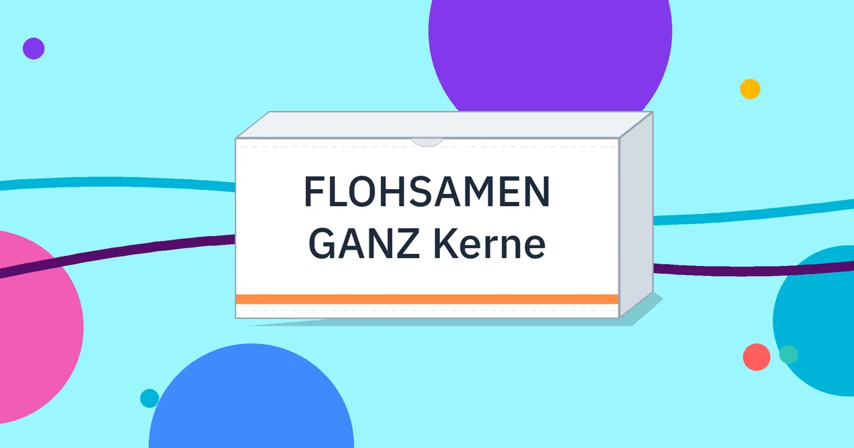 Symbolbild: Packung mit der Aufschrift FLOHSAMEN GANZ Kerne (PZN 10811662) – Verfügbarkeit und Bezug in Apotheken in Frankfurt am Main