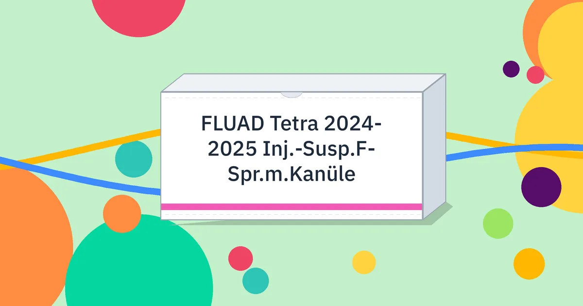 Symbolbild: Packung mit der Aufschrift FLUAD Tetra 2024-2025 Inj.-Susp.F-Spr.m.Kanüle (PZN 18896913) – Verfügbarkeit und Bezug in Apotheken in Frankfurt am Main