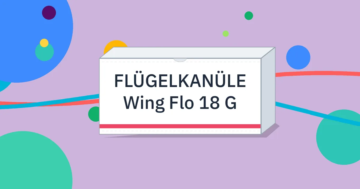 Symbolbild: Packung mit der Aufschrift FLÜGELKANÜLE Wing Flo 18 G (PZN 09891325) – Verfügbarkeit und Bezug in Apotheken in Frankfurt am Main