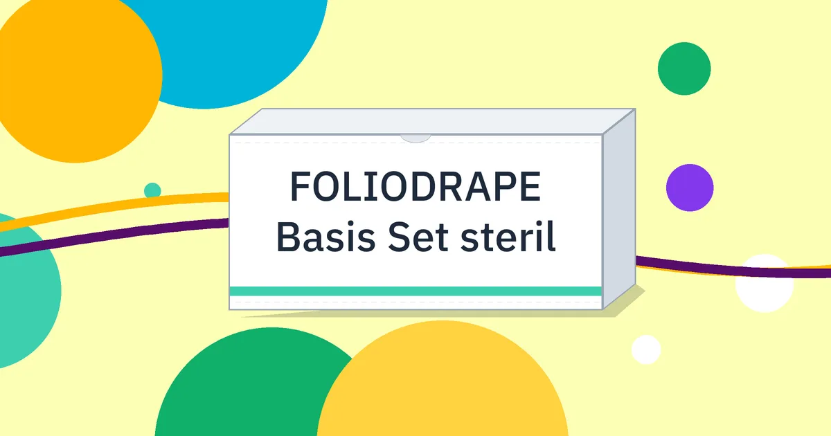 Symbolbild: Packung mit der Aufschrift FOLIODRAPE Basis Set steril (PZN 06892353) – Verfügbarkeit und Bezug in Apotheken in Frankfurt am Main