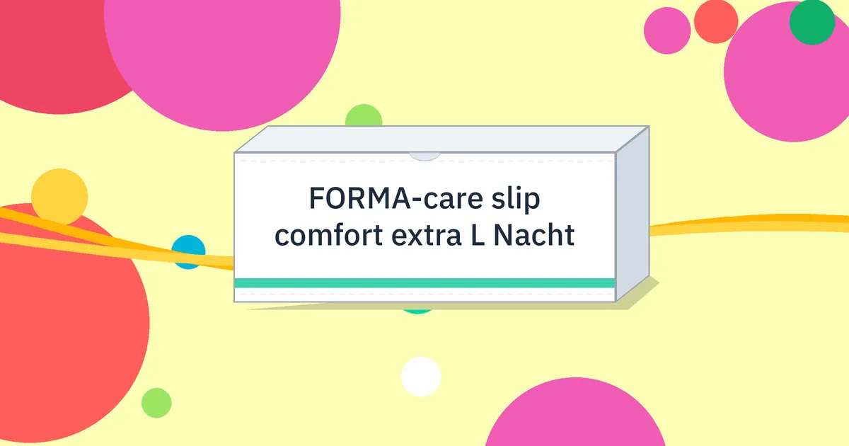 Symbolbild: Packung mit der Aufschrift FORMA-care slip comfort extra L Nacht (PZN 18310787) – Verfügbarkeit und Bezug in Apotheken in Frankfurt am Main