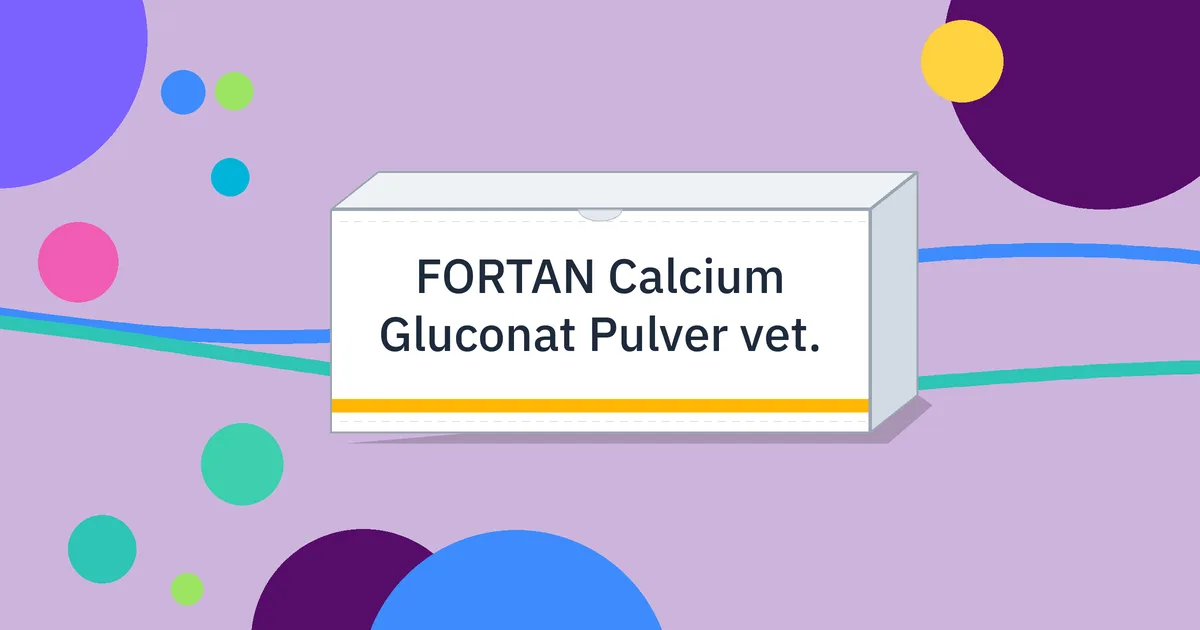 Symbolbild: Packung mit der Aufschrift FORTAN Calcium Gluconat Pulver vet. (PZN 01345474) – Verfügbarkeit und Bezug in Apotheken in Frankfurt am Main