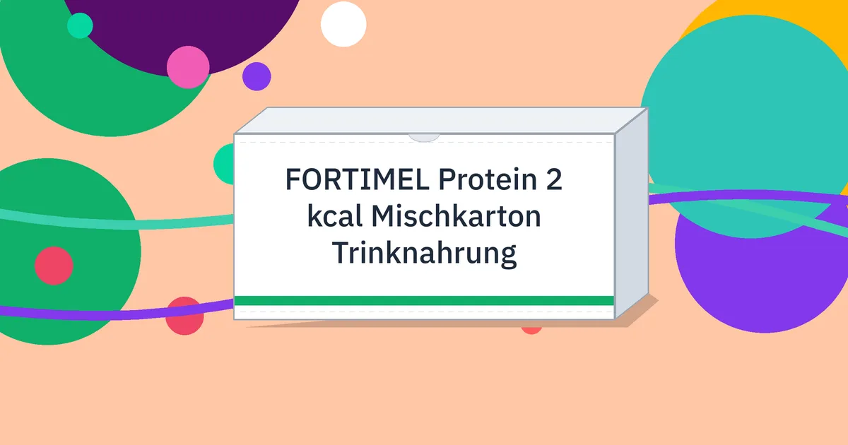 Symbolbild: Packung mit der Aufschrift FORTIMEL Protein 2 kcal Mischkarton Trinknahrung (PZN 20186780) – Verfügbarkeit und Bezug in Apotheken in Frankfurt am Main