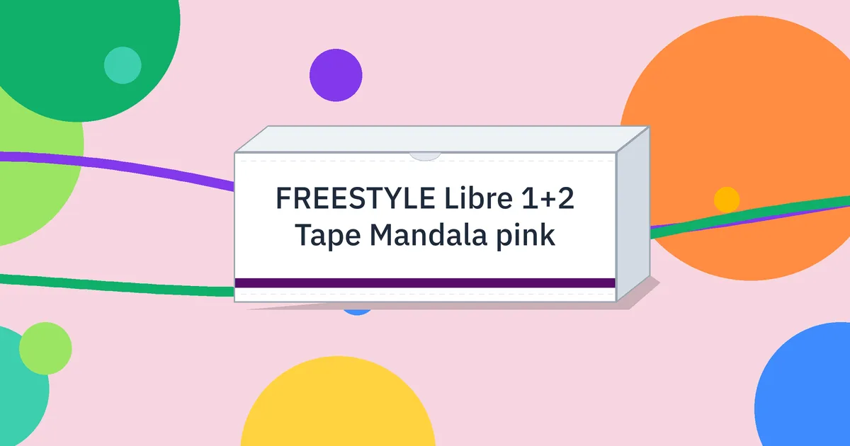 Symbolbild: Packung mit der Aufschrift FREESTYLE Libre 1+2 Tape Mandala pink (PZN 18177940) – Verfügbarkeit und Bezug in Apotheken in Frankfurt am Main