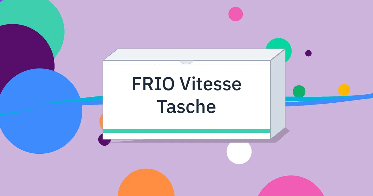 Symbolbild: Packung mit der Aufschrift FRIO Vitesse Tasche (PZN 11868629) – Verfügbarkeit und Bezug in Apotheken in Frankfurt am Main