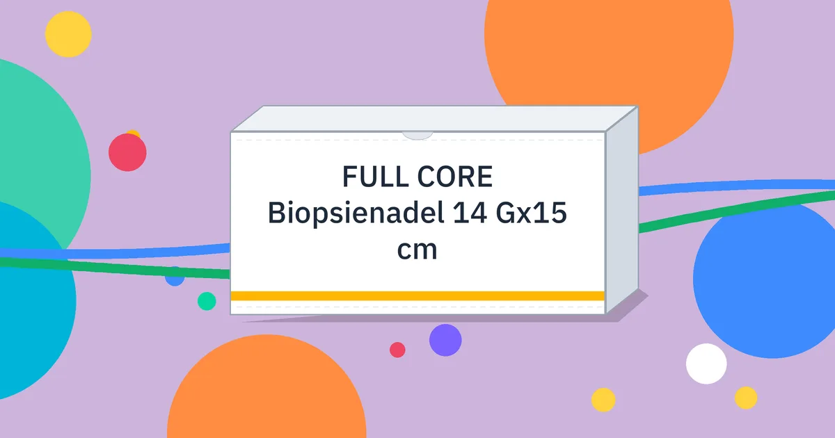 Symbolbild: Packung mit der Aufschrift FULL CORE Biopsienadel 14 Gx15 cm (PZN 09190551) – Verfügbarkeit und Bezug in Apotheken in Frankfurt am Main