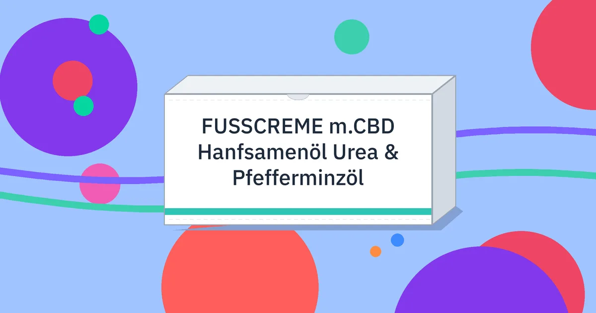 Symbolbild: Packung mit der Aufschrift FUSSCREME m.CBD Hanfsamenöl Urea & Pfefferminzöl (PZN 17535455) – Verfügbarkeit und Bezug in Apotheken in Frankfurt am Main
