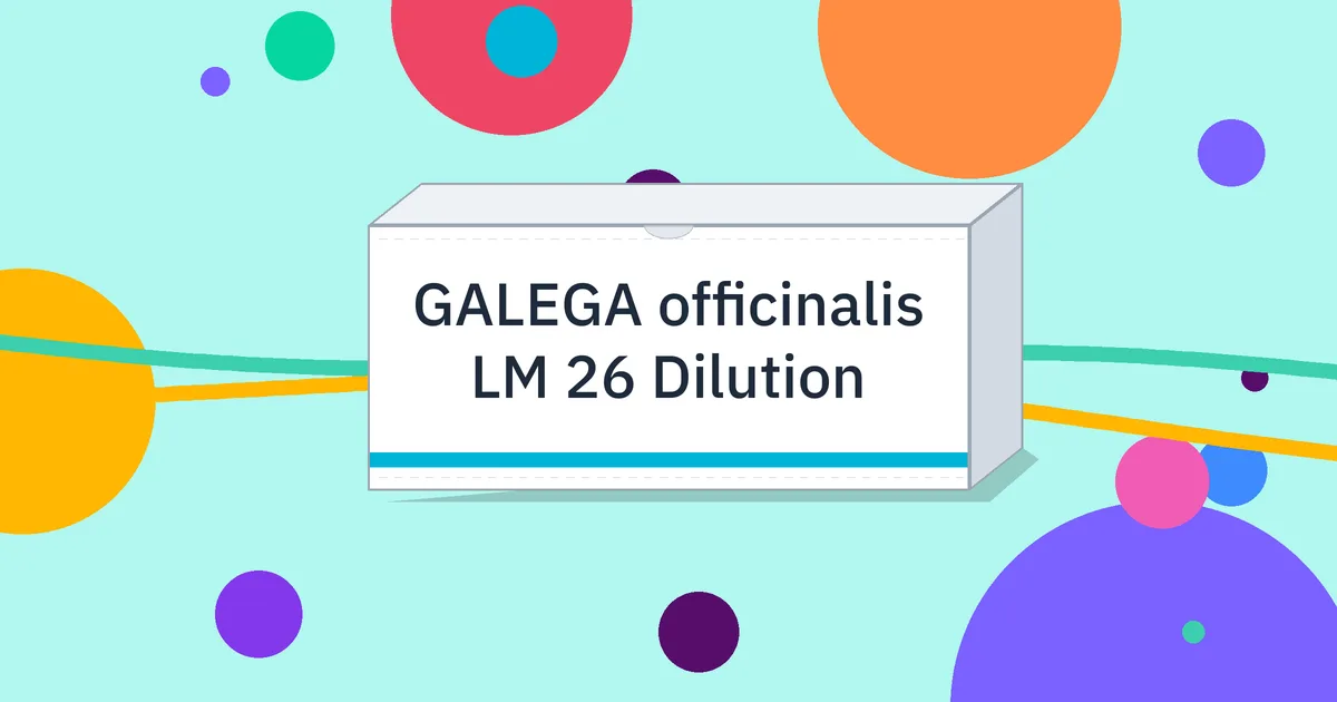 Symbolbild: Packung mit der Aufschrift GALEGA officinalis LM 26 Dilution (PZN 13495919) – Verfügbarkeit und Bezug in Apotheken in Frankfurt am Main