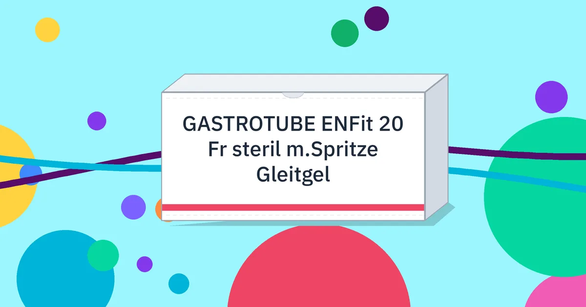 Symbolbild: Packung mit der Aufschrift GASTROTUBE ENFit 20 Fr steril m.Spritze Gleitgel (PZN 16614632) – Verfügbarkeit und Bezug in Apotheken in Frankfurt am Main