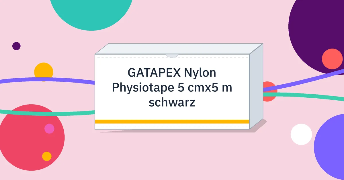 Symbolbild: Packung mit der Aufschrift GATAPEX Nylon Physiotape 5 cmx5 m schwarz (PZN 07779009) – Verfügbarkeit und Bezug in Apotheken in Frankfurt am Main