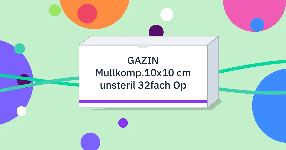 Symbolbild: Packung mit der Aufschrift GAZIN Mullkomp.10x10 cm unsteril 32fach Op (PZN 16007599) – Verfügbarkeit und Bezug in Apotheken in Frankfurt am Main