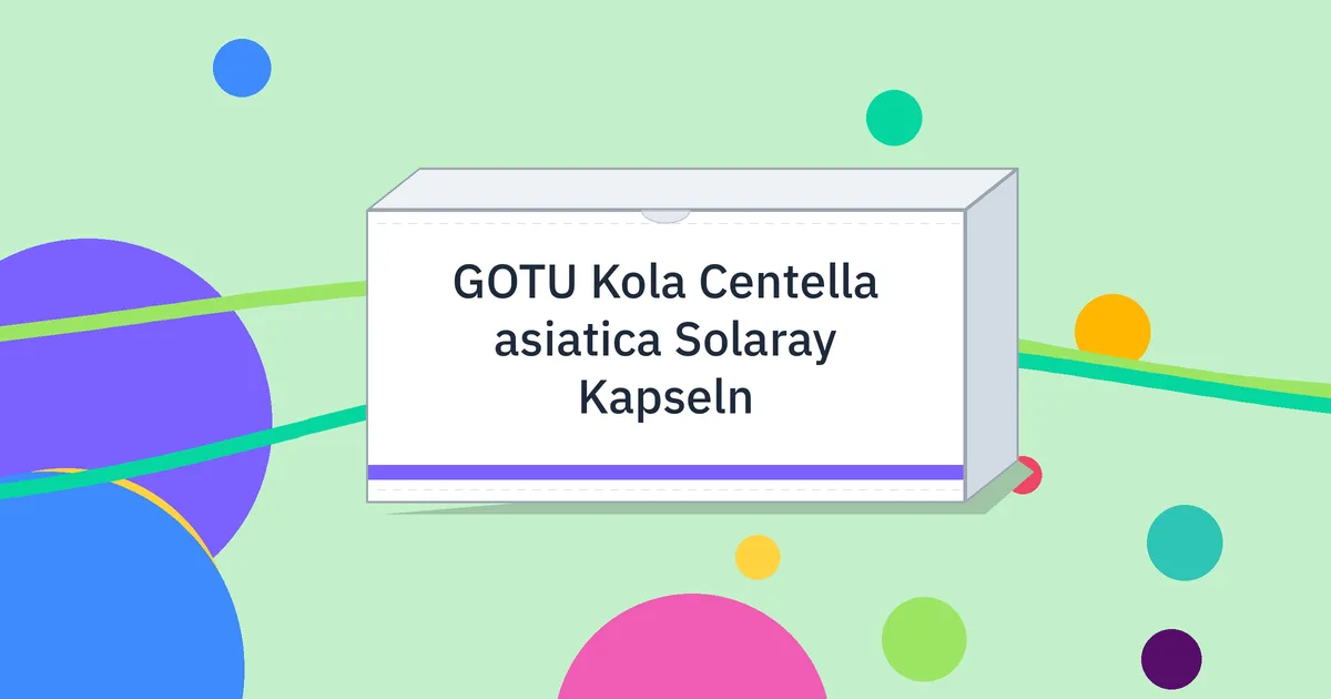 Symbolbild: Packung mit der Aufschrift GOTU Kola Centella asiatica Solaray Kapseln (PZN 17253952) – Verfügbarkeit und Bezug in Apotheken in Frankfurt am Main