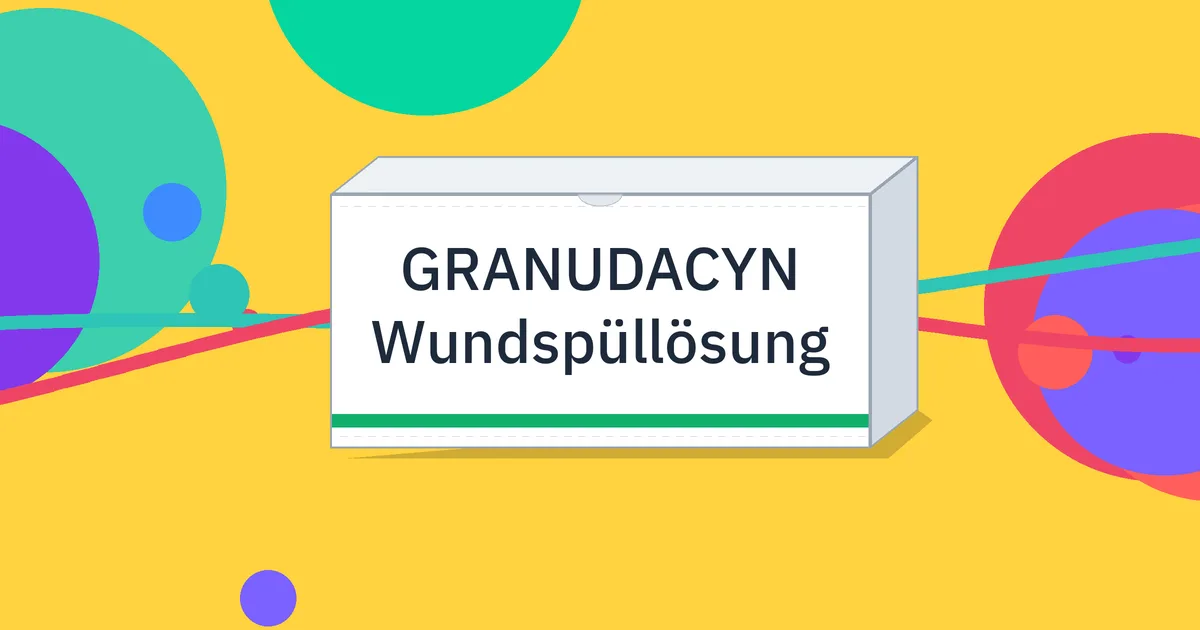 Symbolbild: Packung mit der Aufschrift GRANUDACYN Wundspüllösung (PZN 15564978) – Verfügbarkeit und Bezug in Apotheken in Frankfurt am Main