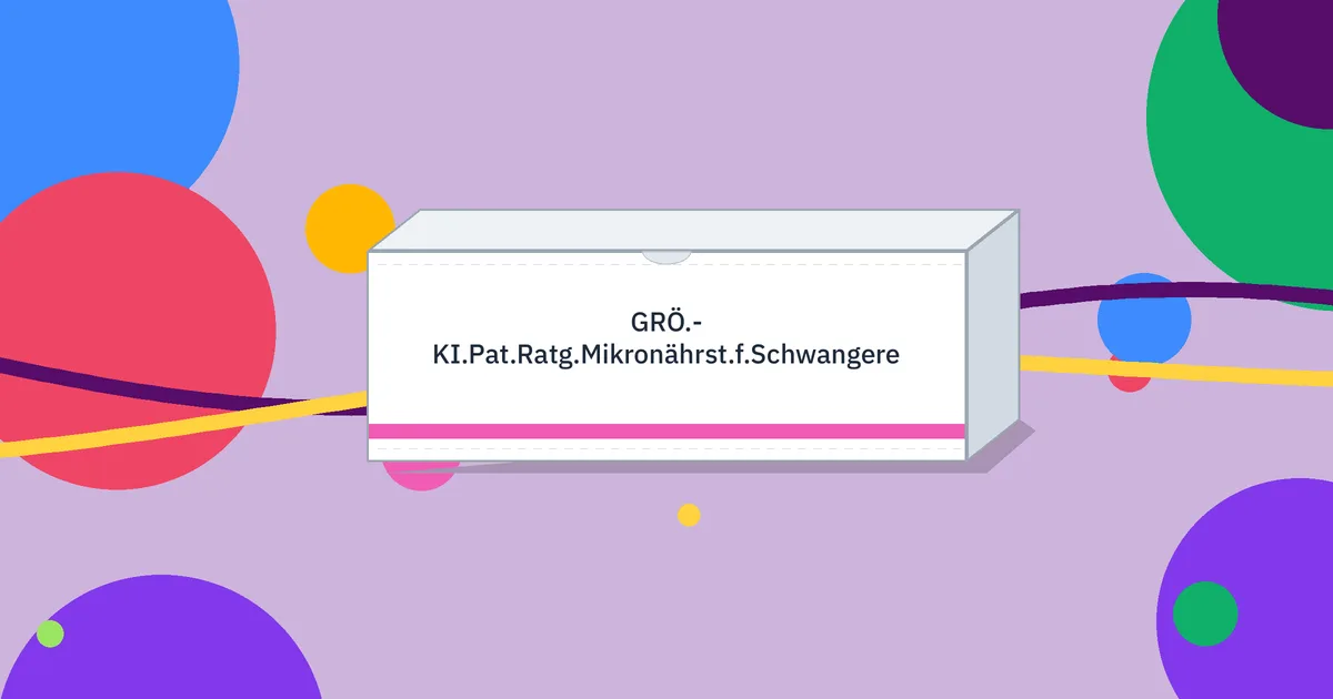 Symbolbild: Packung mit der Aufschrift GRÖ.-KI.Pat.Ratg.Mikronährst.f.Schwangere (PZN 17987039) – Verfügbarkeit und Bezug in Apotheken in Frankfurt am Main