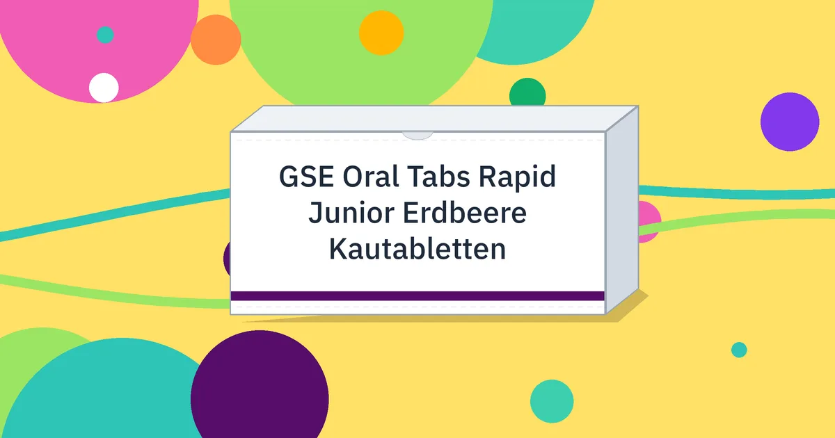 Symbolbild: Packung mit der Aufschrift GSE Oral Tabs Rapid Junior Erdbeere Kautabletten (PZN 20005560) – Verfügbarkeit und Bezug in Apotheken in Frankfurt am Main