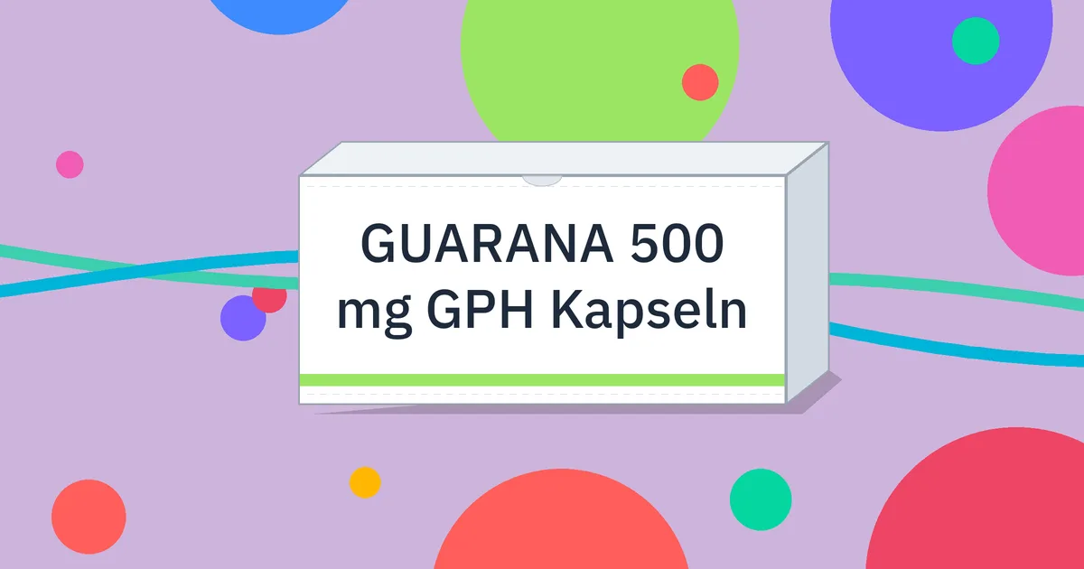Symbolbild: Packung mit der Aufschrift GUARANA 500 mg GPH Kapseln (PZN 09786427) – Verfügbarkeit und Bezug in Apotheken in Frankfurt am Main