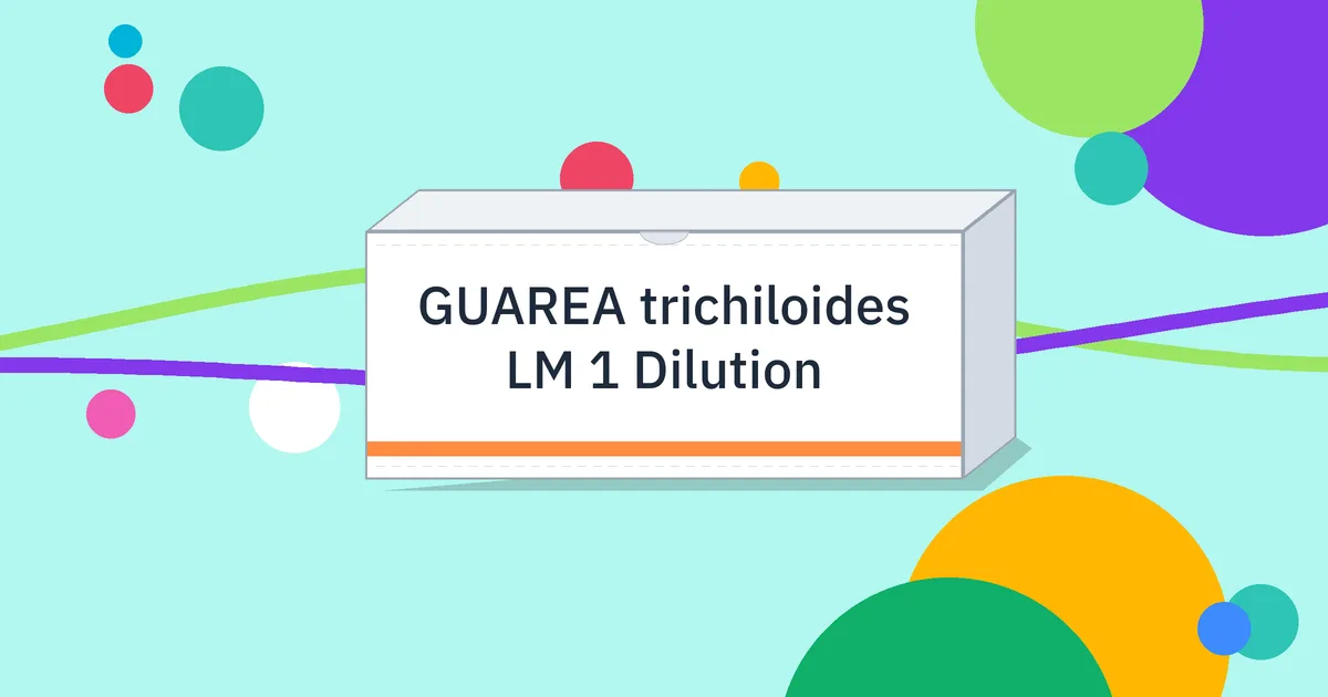 Symbolbild: Packung mit der Aufschrift GUAREA trichiloides LM 1 Dilution (PZN 13548260) – Verfügbarkeit und Bezug in Apotheken in Frankfurt am Main