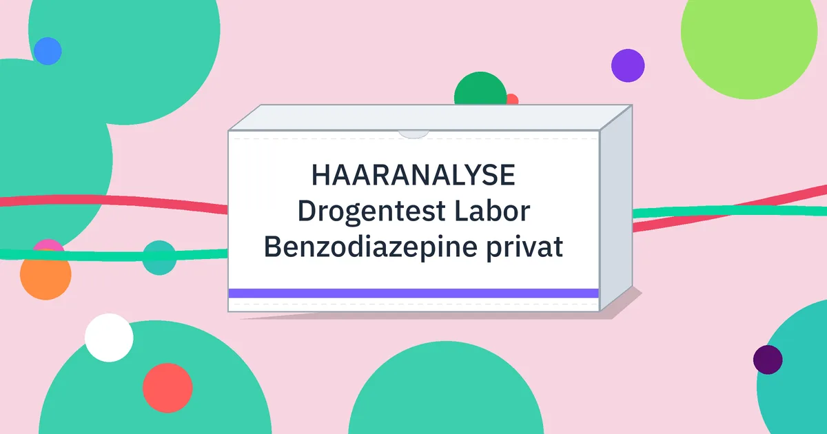 Symbolbild: Packung mit der Aufschrift HAARANALYSE Drogentest Labor Benzodiazepine privat (PZN 18803018) – Verfügbarkeit und Bezug in Apotheken in Frankfurt am Main