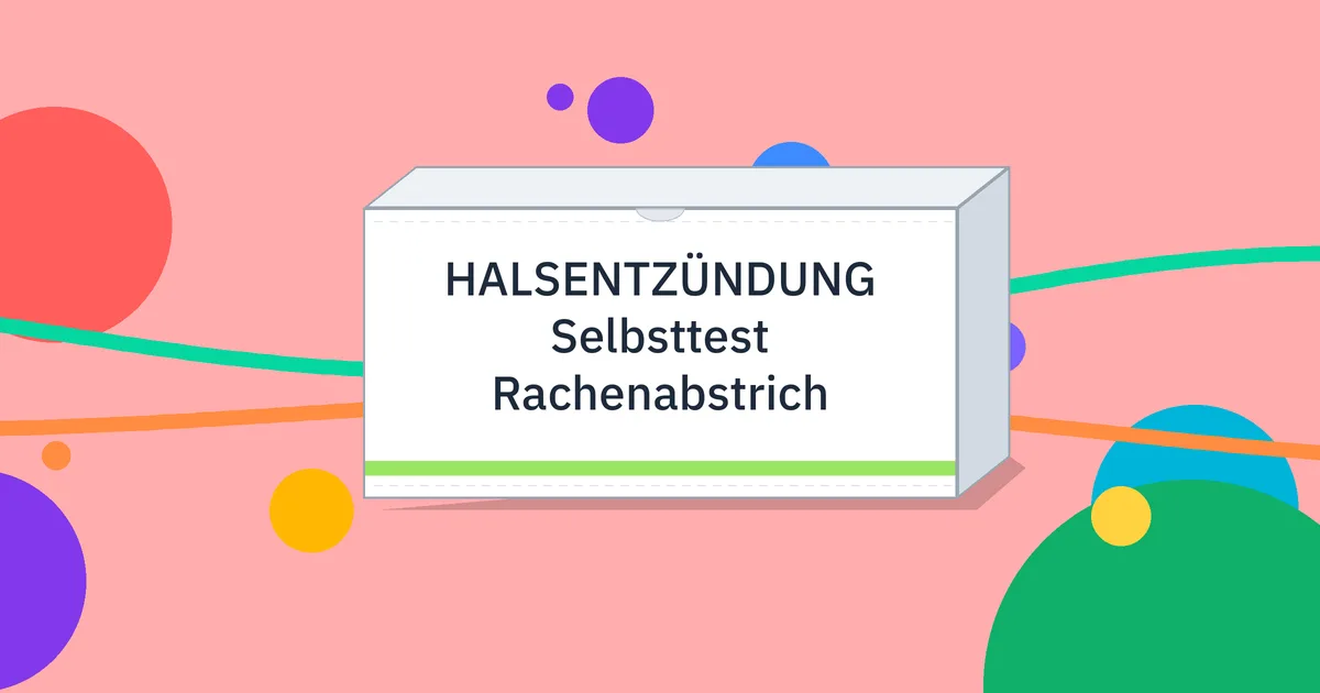 Symbolbild: Packung mit der Aufschrift HALSENTZÜNDUNG Selbsttest Rachenabstrich (PZN 18795419) – Verfügbarkeit und Bezug in Apotheken in Frankfurt am Main
